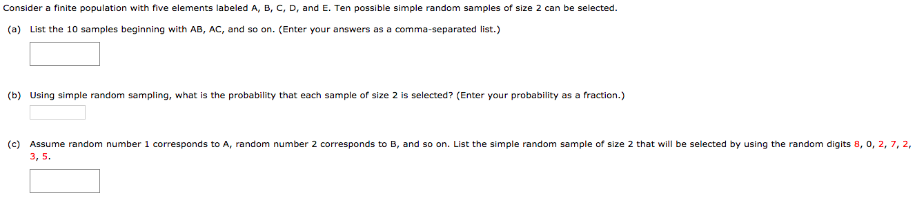 Solved Consider a finite population with five elements | Chegg.com