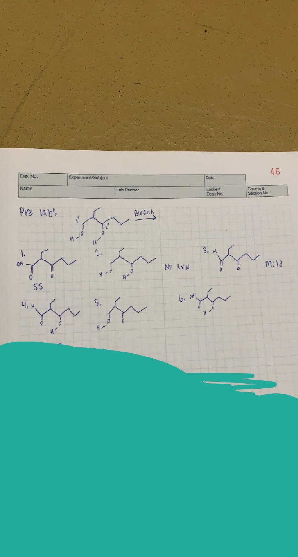 Solved 46 Exp. No. Experiment Subject Date Name Lab Partner | Chegg.com