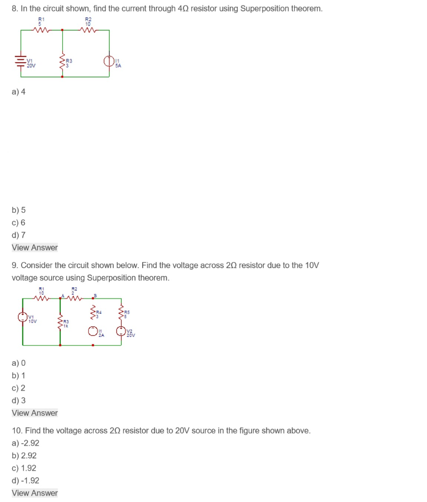 Solved 8 In The Circuit Shown Find The Current Through 4Ω