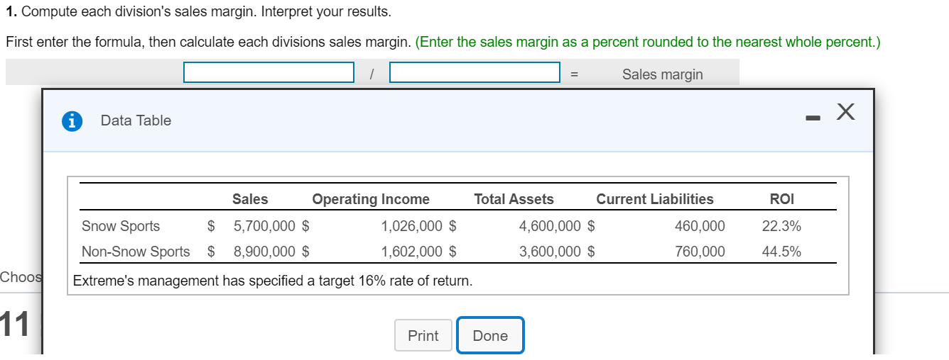 1. Compute each division's sales margin. Interpret | Chegg.com