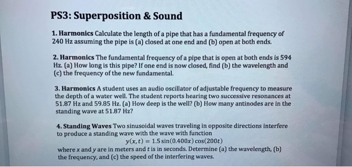 Solved PS3: Superposition & Sound 1. Harmonics Calculate the | Chegg.com Solved PS3: Superposition & Sound 1. Harmonics Calculate the | Chegg.com