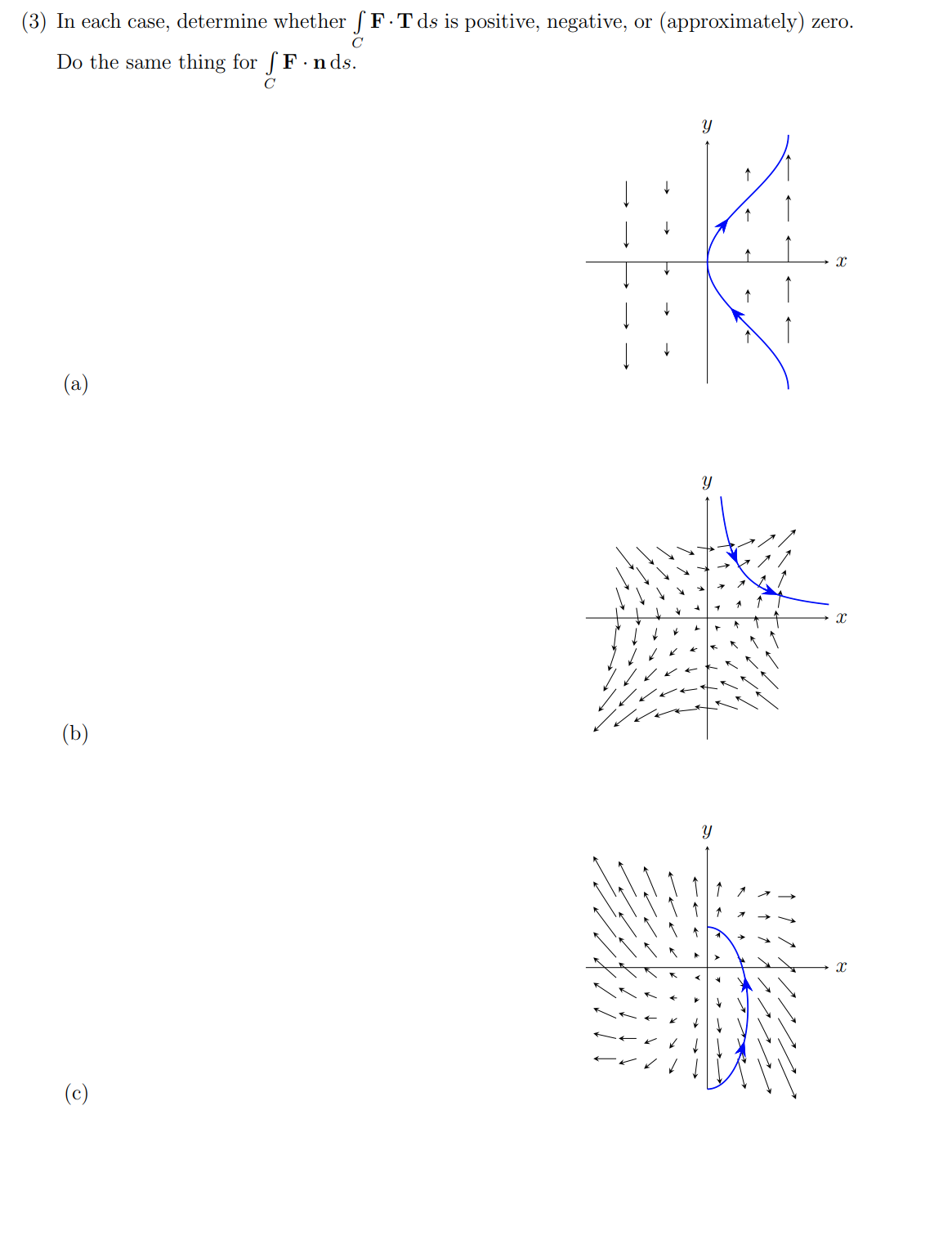 (3) In each case, determine whether ∫CF⋅Tds is | Chegg.com