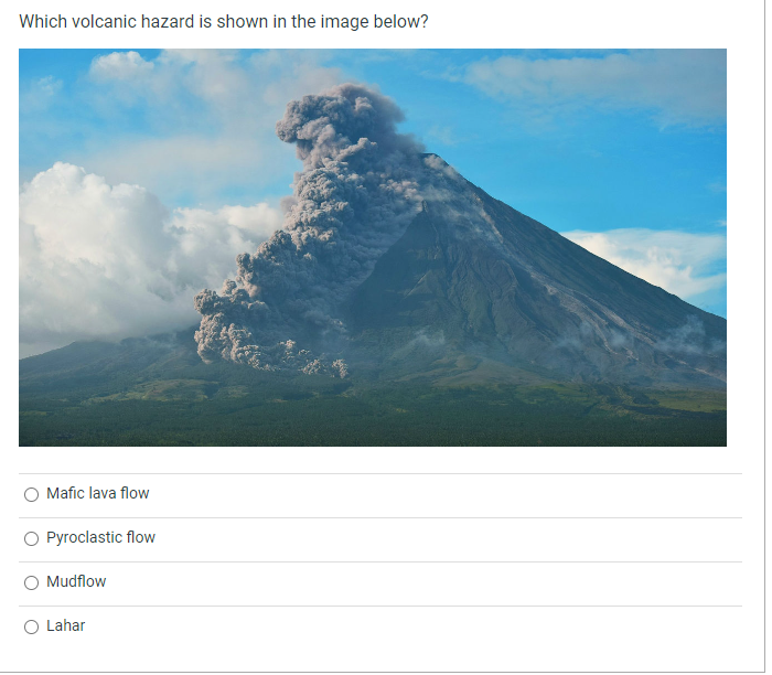 Solved Which volcanic hazard is shown in the image | Chegg.com