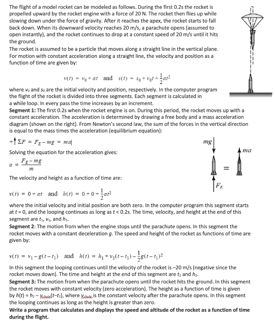 Solved The flight of a model rocket can be modeled as | Chegg.com
