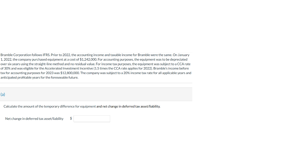 Solved calculate the amount of the temporary difference for | Chegg.com