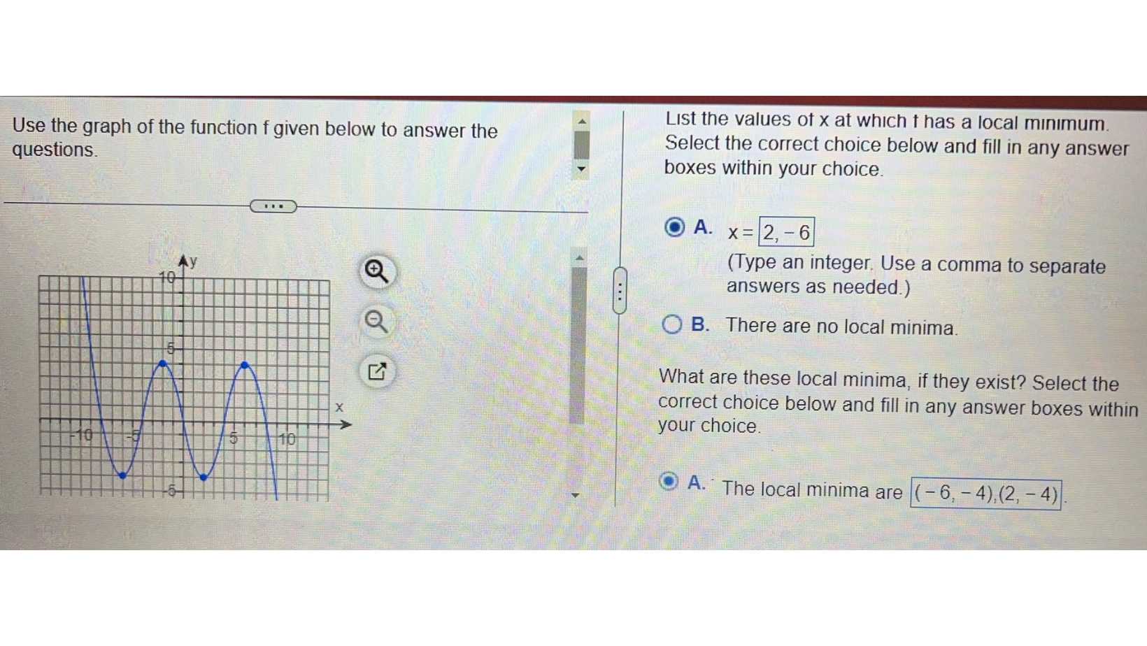 Solved Use the graph of the function f given below to answer | Chegg.com