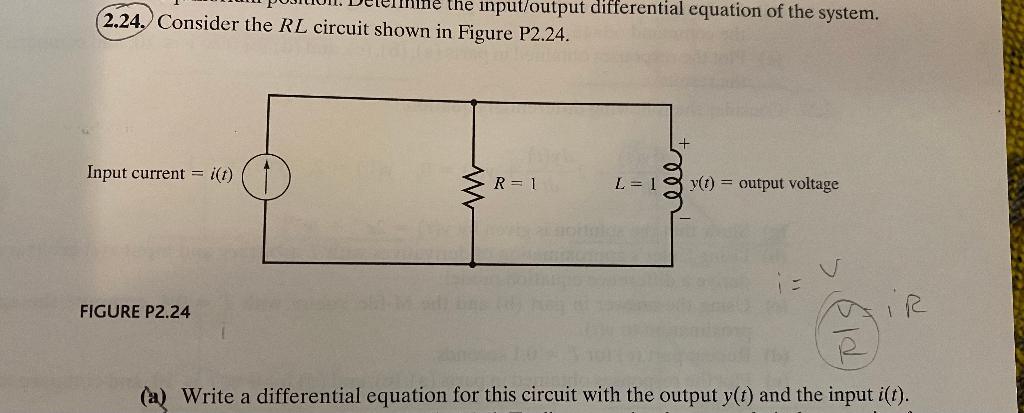 Solved 2.24. Consider the RL circuit shown in Figure P2.24. | Chegg.com