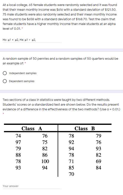 Solved Use the following for each open-ended problem: Ho: | Chegg.com