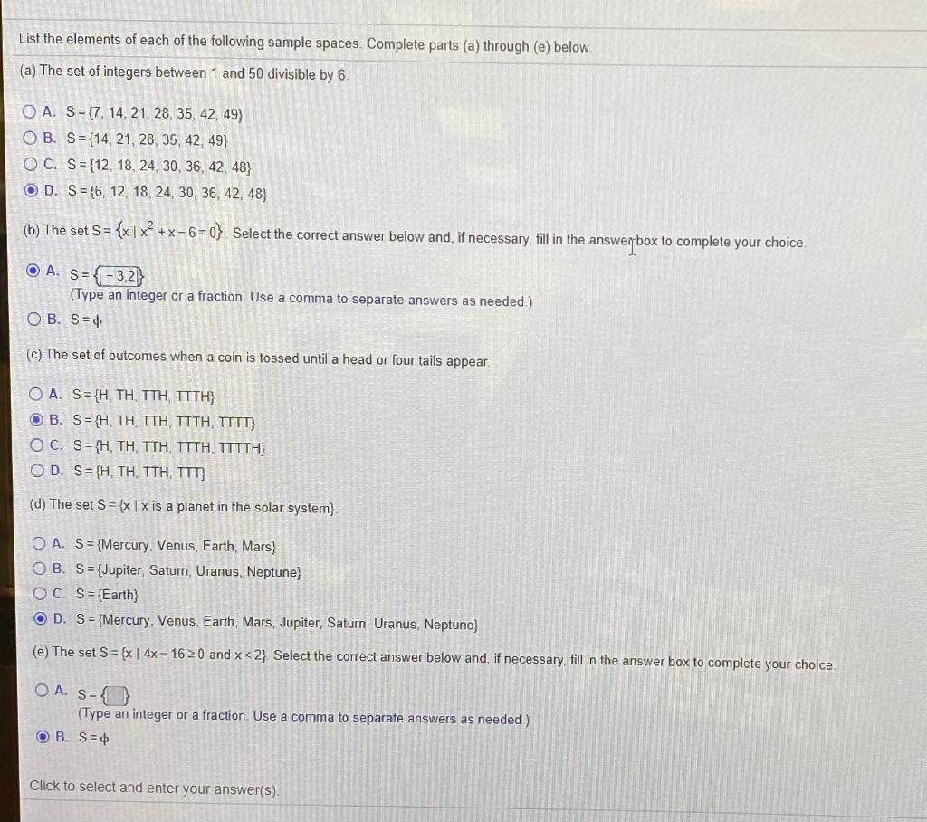Solved List the elements of each of the following sample | Chegg.com