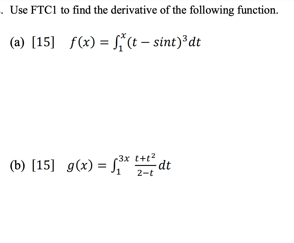 Solved Use FTC1 to find the derivative of the following | Chegg.com