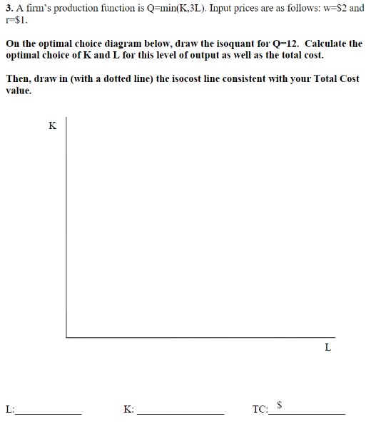 Solved 2 Solve For The Cost Minimizing Input Combination