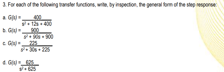Solved 3. For each of the following transfer functions, | Chegg.com