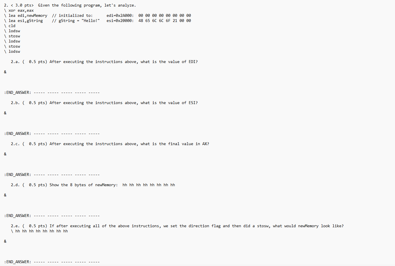 Solved 2. Given the following program, let's | Chegg.com