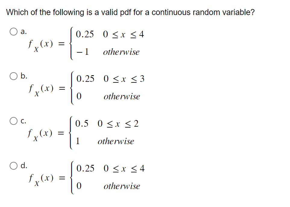 Solved Which of the following is a valid pdf for a | Chegg.com
