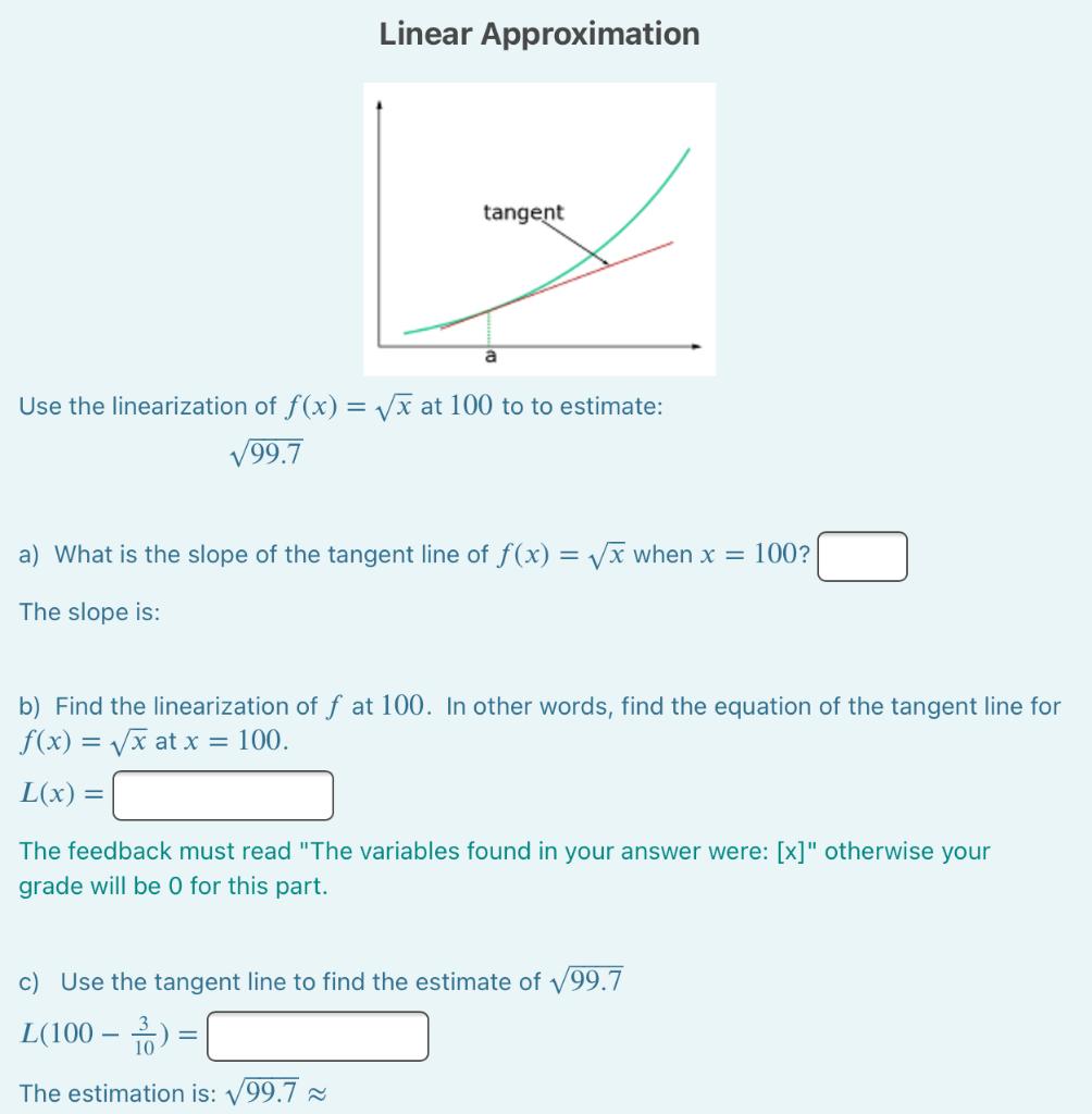 Solved Linear Approximation tangent Use a linear | Chegg.com
