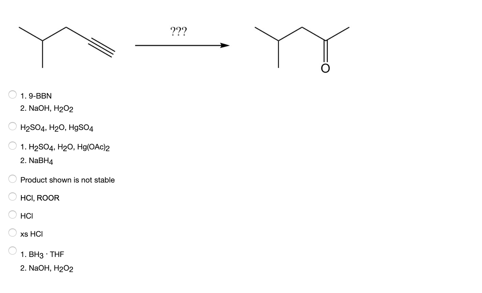 Solved ??? " y 0 1.9-BBN 2. NaOH, H2O2 H2SO4, H2O, HgSO4 1. | Chegg.com