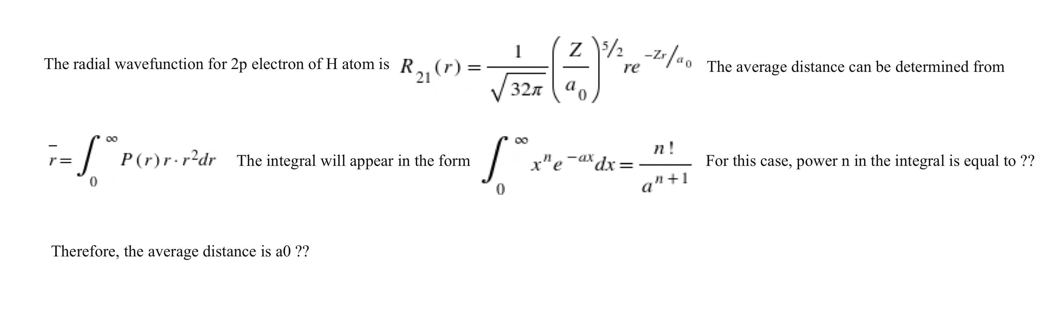 Solved 1 Z 5/2 15/2 zr -Zr/a The radial wavefunction for 2p | Chegg.com