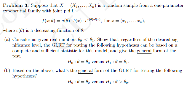 Solved Problem 3. Suppose that X = (X1, . . . , Xn) is a | Chegg.com
