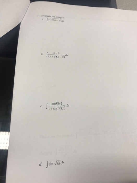 Solved Evaluate the integral integral x^3 Squareroot 36 - | Chegg.com