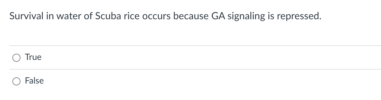 Solved Survival in water of Scuba rice occurs because GA | Chegg.com