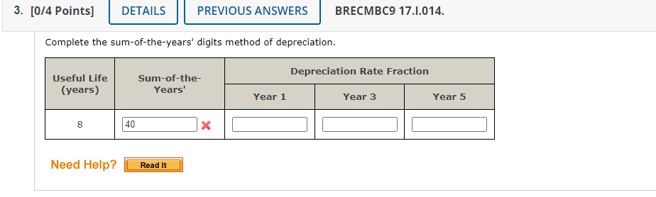 Solved Complete the sum-of-the-years' digits method of | Chegg.com