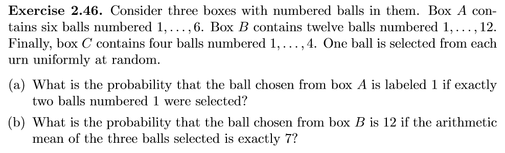 Solved Exercise 2.46. Consider three boxes with numbered | Chegg.com