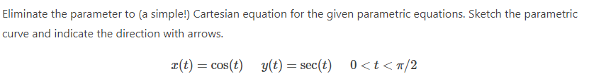 Solved Eliminate the parameter to (a simple!) Cartesian | Chegg.com