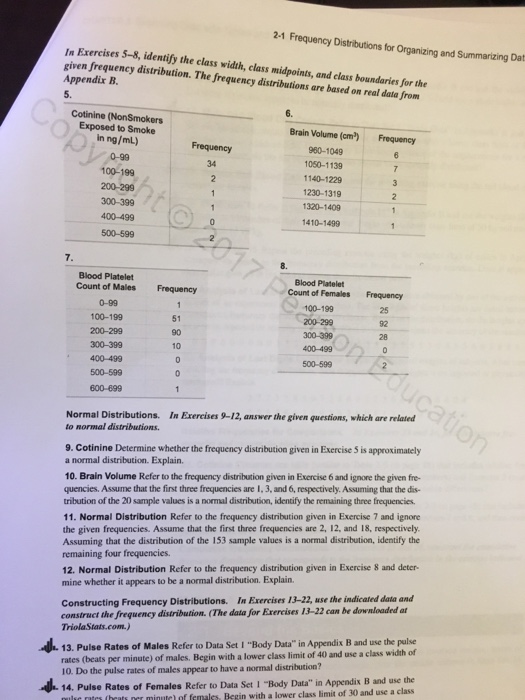 Solved 2-1 Frequency Distributions for Organizing and | Chegg.com