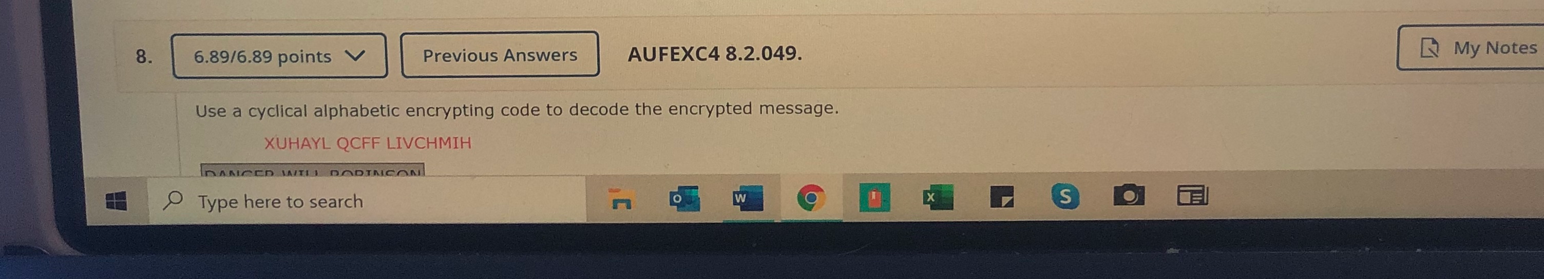 Solved 6.89/6.89 points V Previous Answers AUFEXC4 8.2.049. | Chegg.com