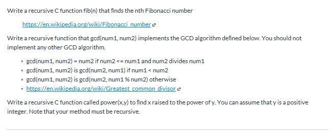 Solved Write A Recursive C Function Fibn That Finds The 
