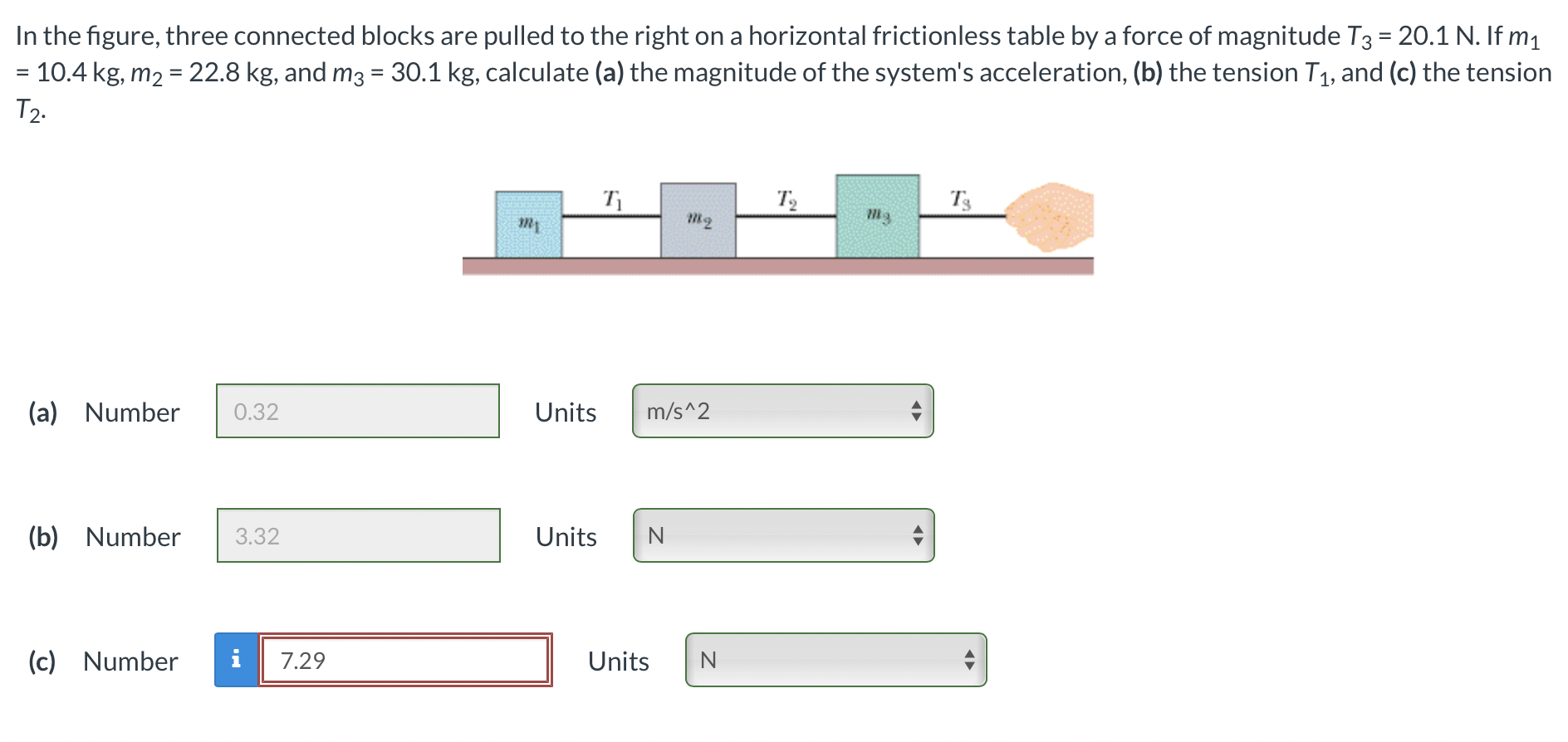 Solved In the figure, three connected blocks are pulled to | Chegg.com