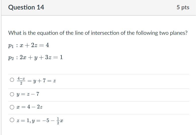 Solved What is the equation of the line of intersection of | Chegg.com
