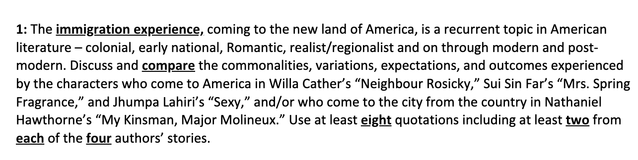 1: The immigration experience, coming to the new land | Chegg.com