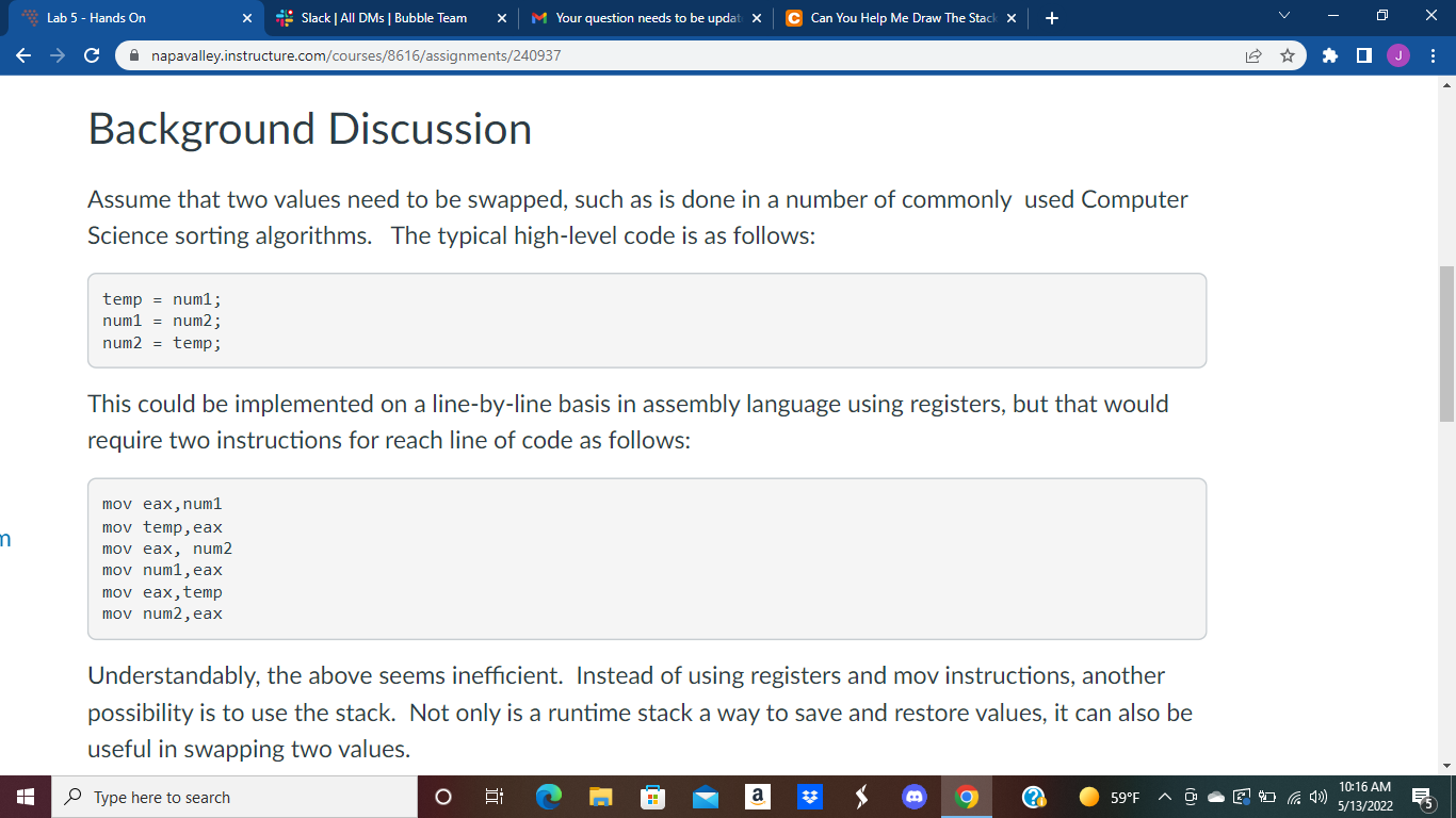 Solved Lab 5 - Hands On X Slack | All DMs | Bubble Team х M | Chegg.com