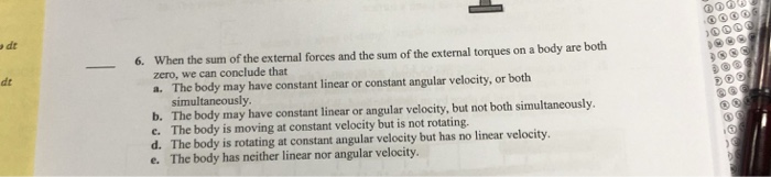 Solved dt When the sum of the external forces and the sum of | Chegg.com