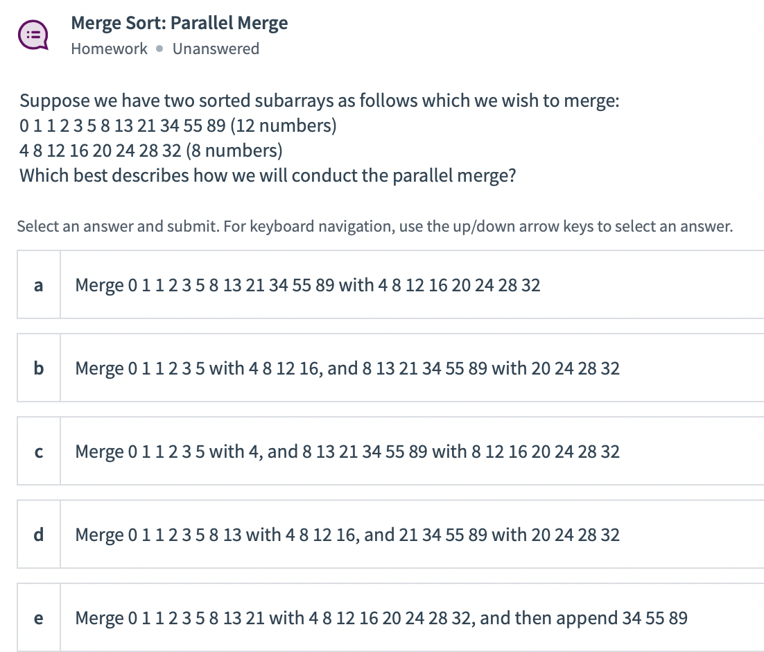 Solved Merge Sort: Parallel Merge Homework • Unanswered | Chegg.com
