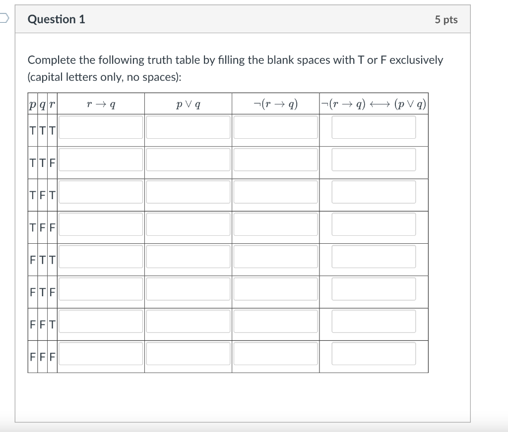Solved Complete the following truth table by filling the | Chegg.com