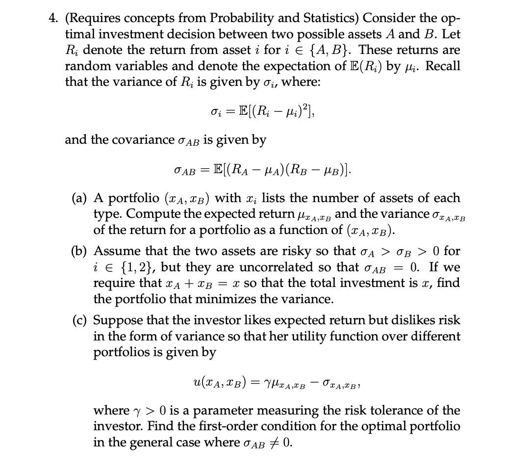 4. (Requires concepts from Probability and | Chegg.com