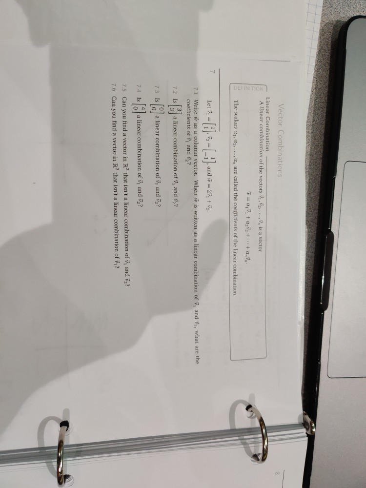 Solved Vector Combinations Linear Combination A Linear
