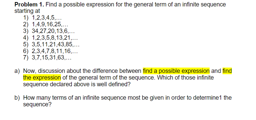 Solved Problem 1. ﻿Find a possible expression for the | Chegg.com