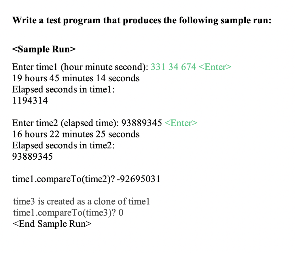 Solved Problem Description Define A Class Named Time Fo