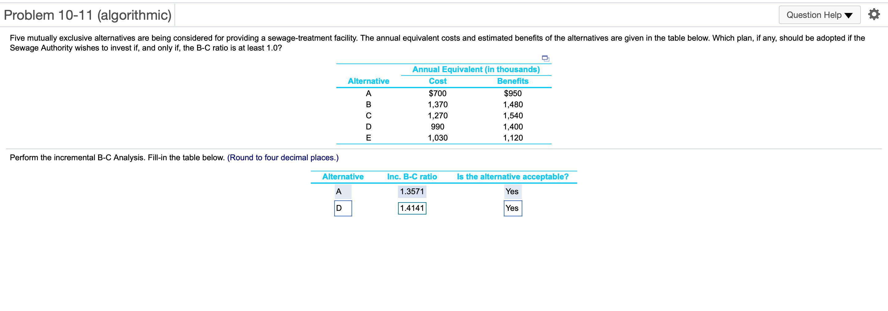 Solved Problem 10-11 (algorithmic) Question Help Five | Chegg.com