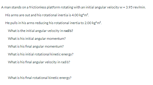 Solved Aman stands on a frictionless platform rotating with | Chegg.com