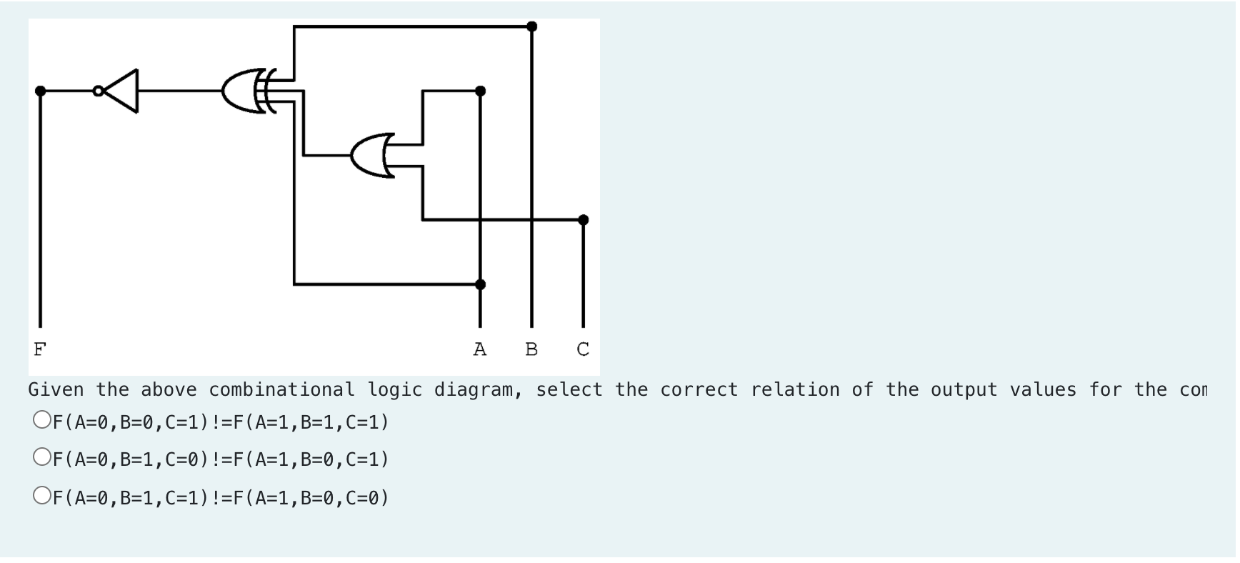 Solved F А в с Given the above combinational logic diagram, | Chegg.com