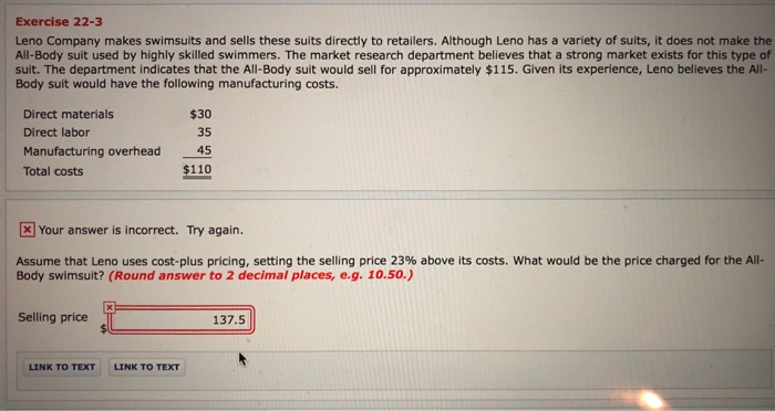 Solved Exercise 22 3 Leno Company Makes Swimsuits And Sells 