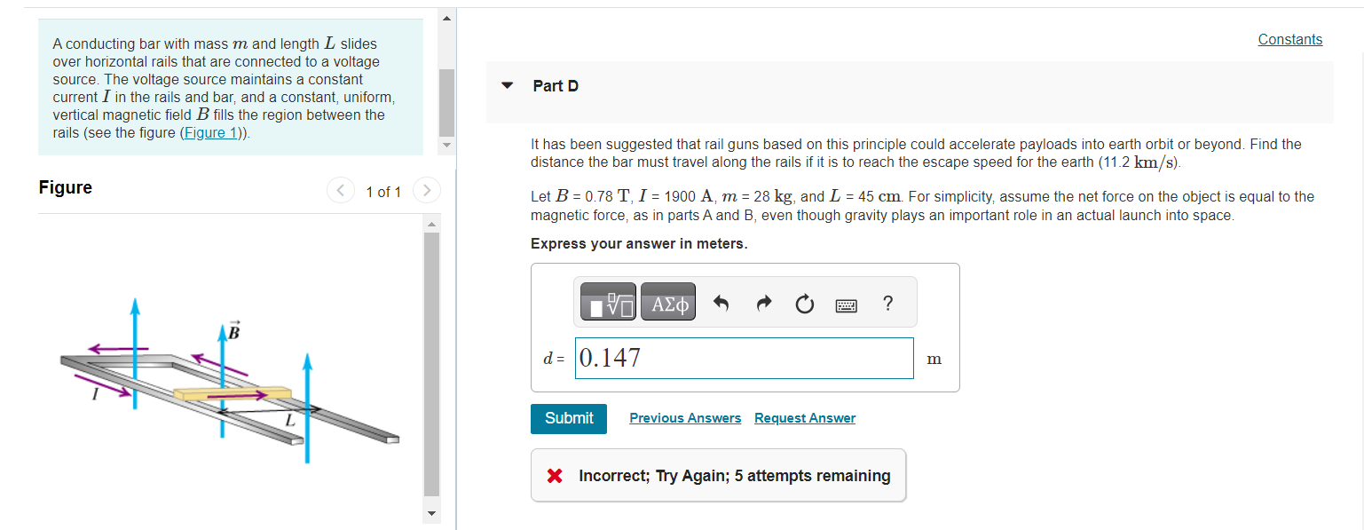 Solved A conducting bar with mass m and length L slides over | Chegg.com