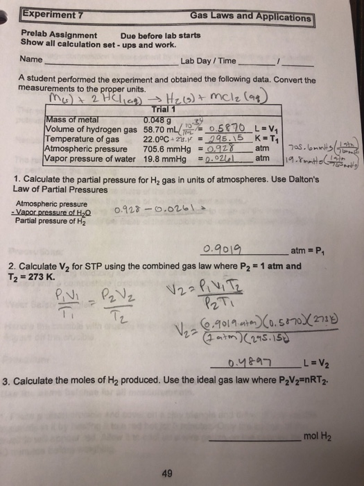 Solved Gas Laws and Applications Due before lab starts Show | Chegg.com