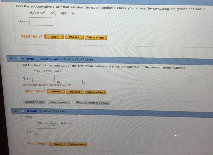 Solved antiderivative F of f that satisfies the given | Chegg.com
