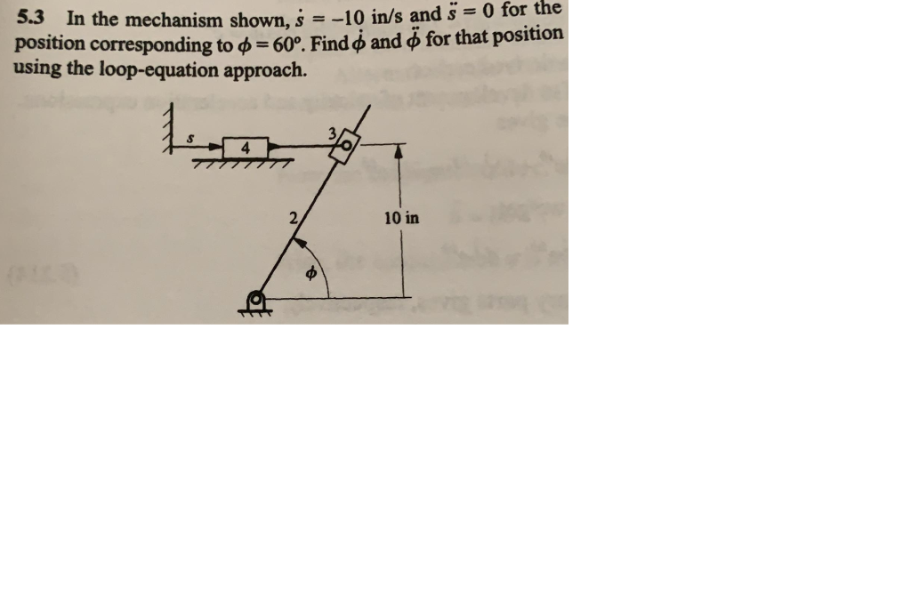 Solved 5.3 In the mechanism shown. š = -10 in/s and s = | Chegg.com