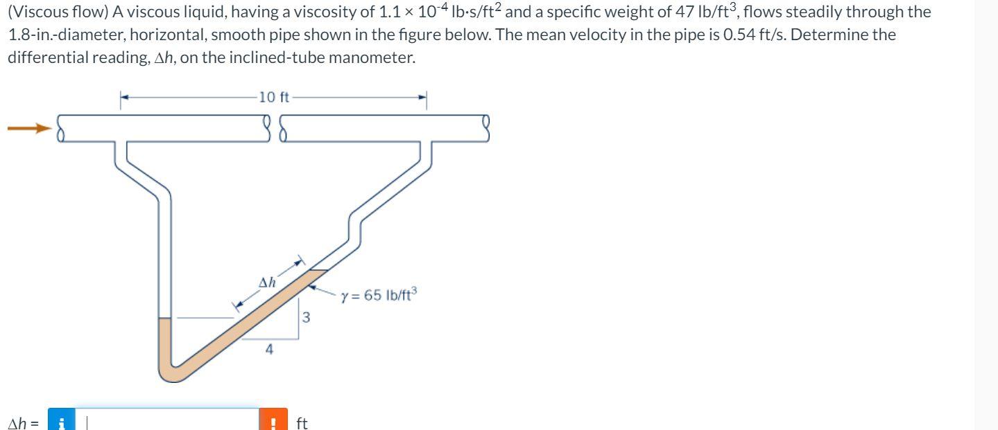 Solved (Viscous flow) A viscous liquid, having a viscosity | Chegg.com